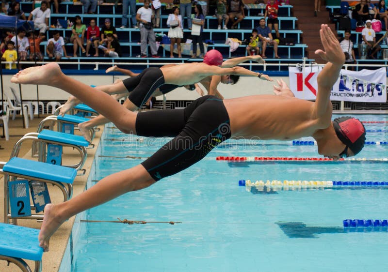 Swimming contest editorial stock image. Image of manila - 27392769