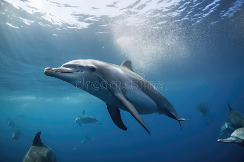Swimming with Dolphins in a Protected Marine Environment Stock Photo ...