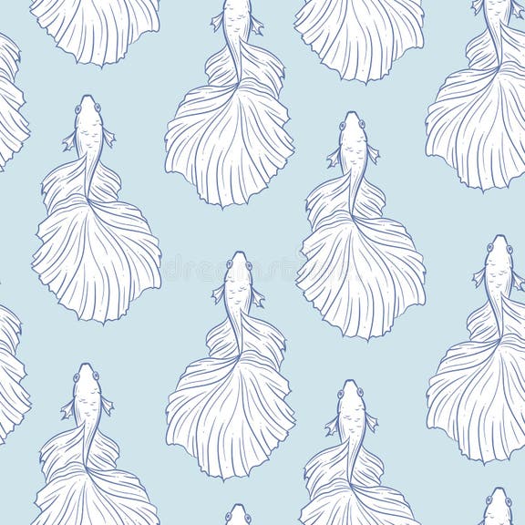 Swimming Fish Seamless Repeat Pattern Vector Background with Siamese ...