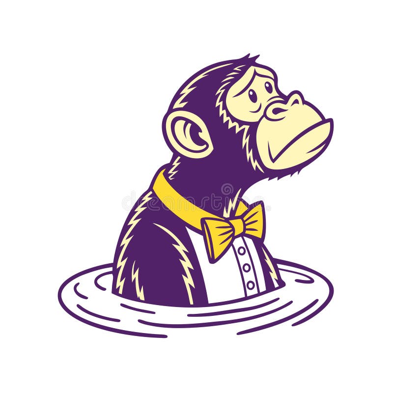 Swimming Fun with Chilled Monkey Stock Illustration - Illustration of ...