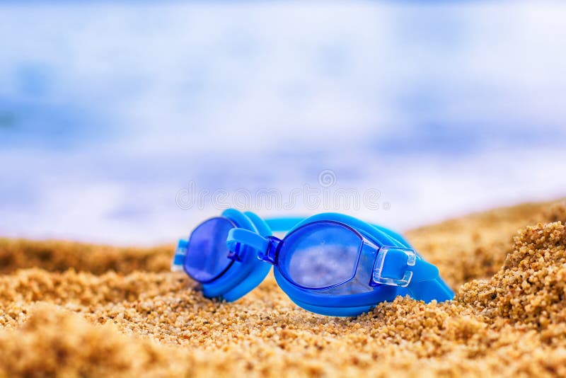 Swimming Goggles Beach stock image. Image of summertime - 79385767