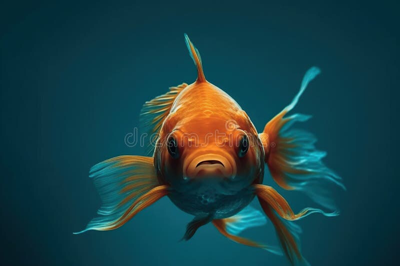 Swimming Golden Fish on Vibrant Background Stock Photo - Image of ...