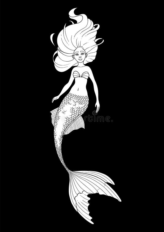 Mermaid in Front of the Castle Colored Cartoon Stock Vector ...