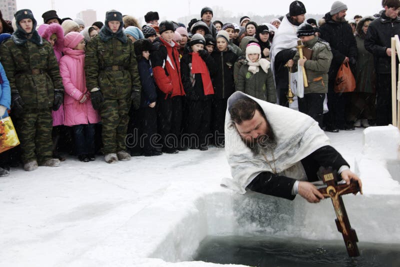 Swimming in the Ice-hole on Epiphany Editorial Photo - Image of ...