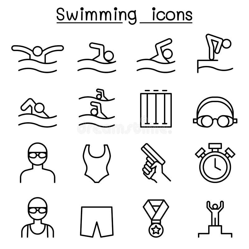 Swimming Icon, Swimming Pool on White Background, Water Swim Sport ...