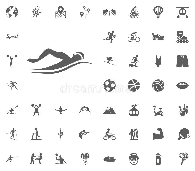 Swimming Icon. Sport Illustration Vector Set Icons. Set of 48 Sport ...