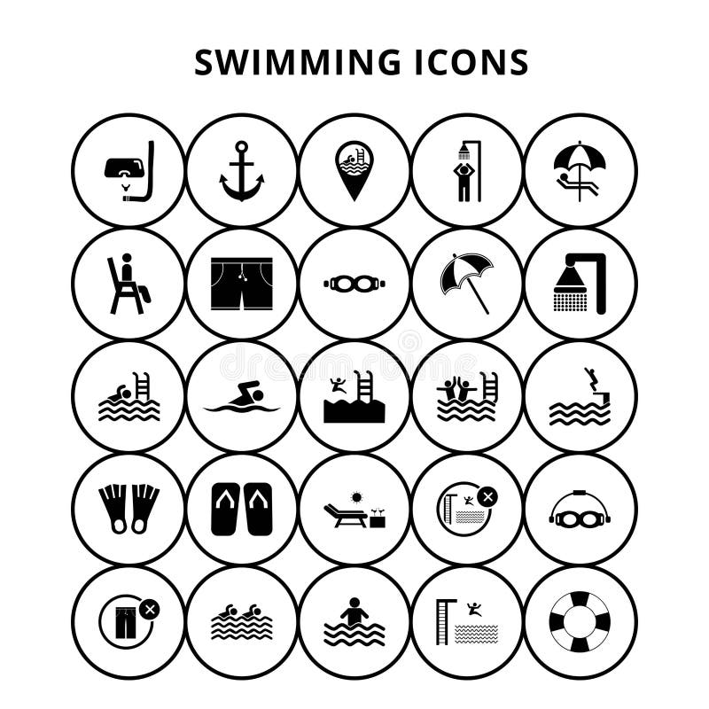 Swimming icons stock vector. Illustration of activity - 36884336