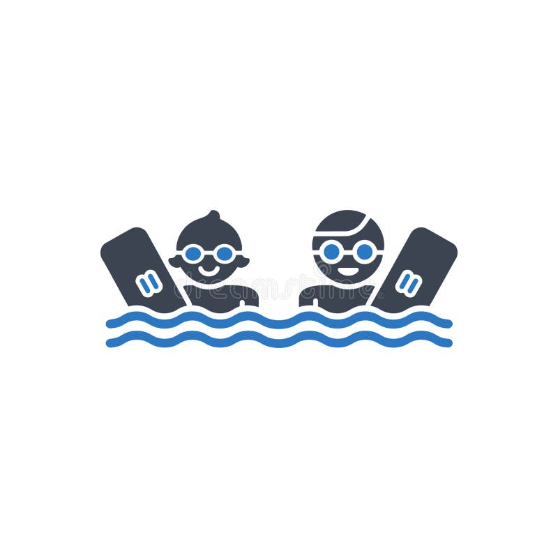 Swimming Lesson Partners Icon Stock Vector - Illustration of people ...