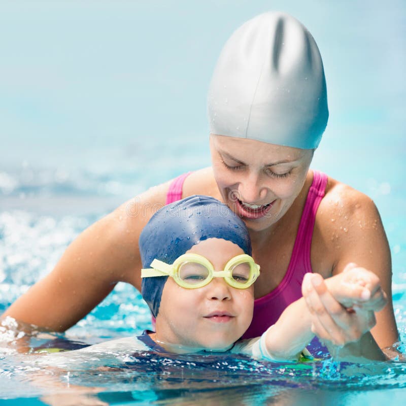 Swimming lesson stock photo. Image of female, play, copy - 224955334