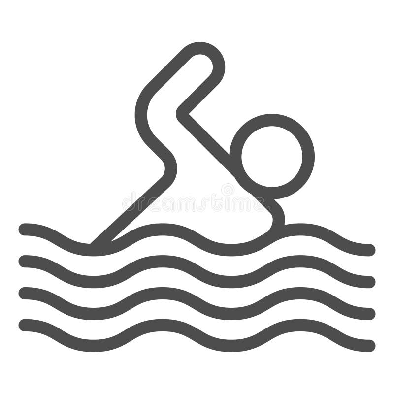 Swimming Line Icon Swim Vector Illustration Isolated On White Stock