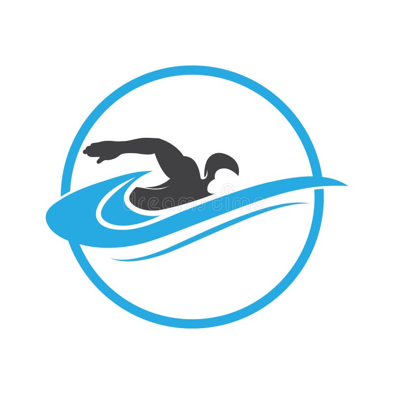 Swimming Logo. Swimmer Icon with Caption Stock Illustration ...