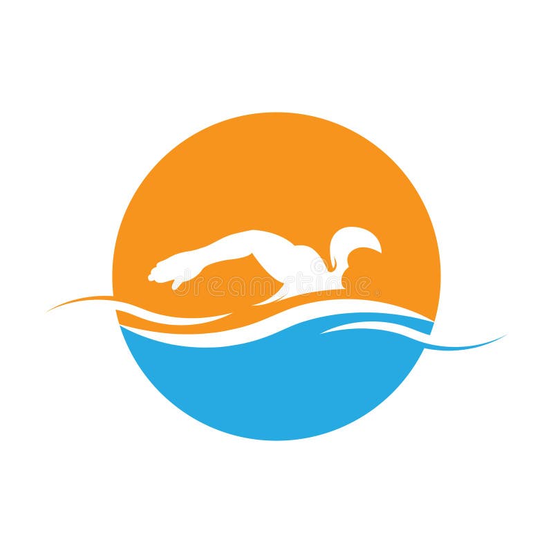 Swimming Logo. Swimmer Icon with Caption Stock Illustration ...