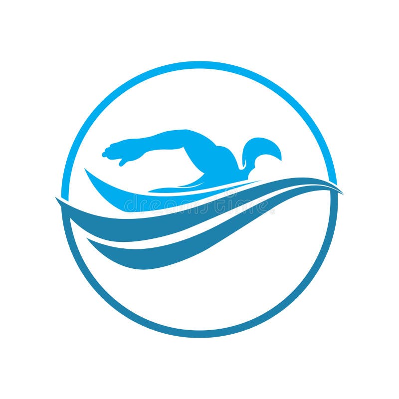 Swimming Logo. Swimmer Icon with Caption Stock Illustration ...