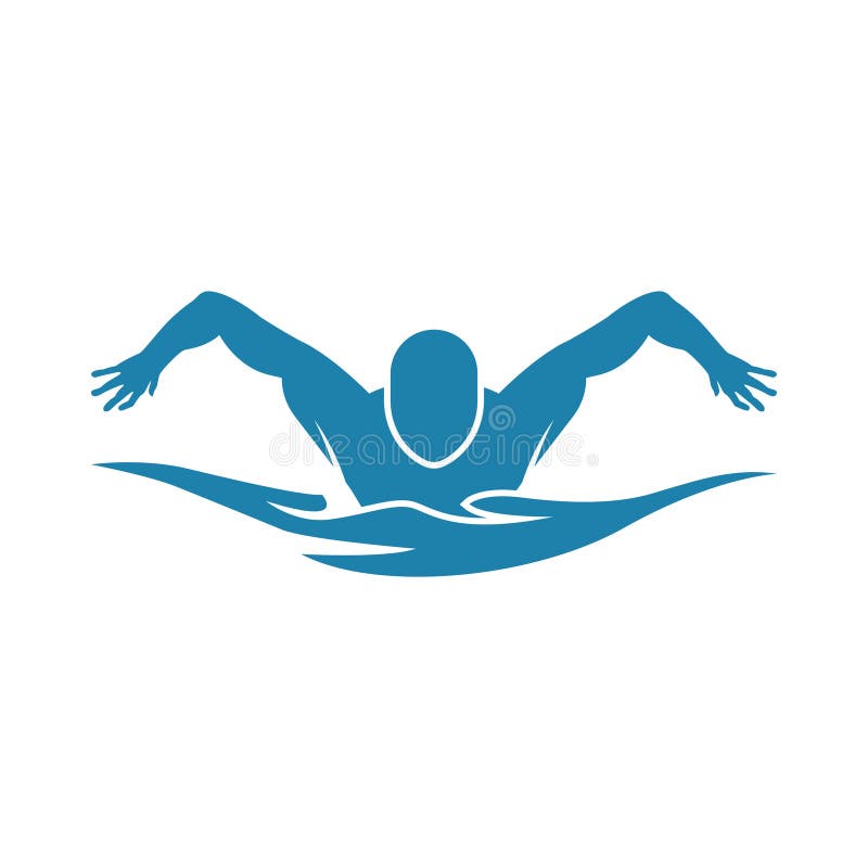 Swimming Logo. Swimmer Icon with Caption Stock Illustration ...