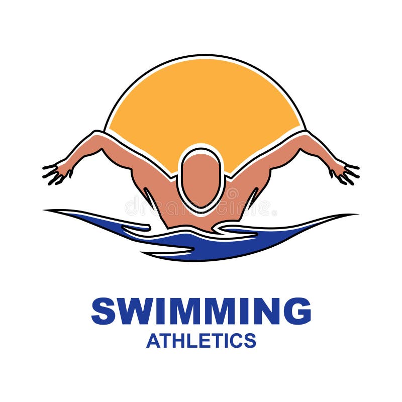 Swimming Logo. Swimmer Icon with Caption Stock Vector - Illustration of ...