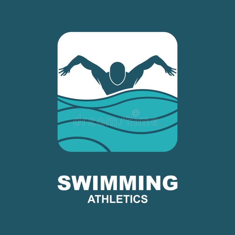 Swimming Logo. Swimmer Icon with Caption Stock Vector - Illustration of ...