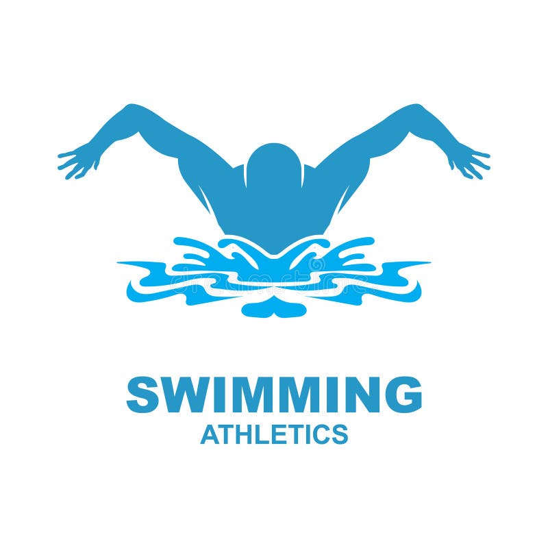 Swimming Logo. Swimmer Icon with Caption Stock Vector - Illustration of ...