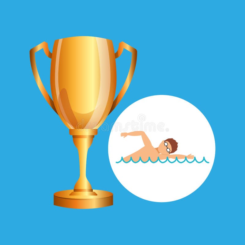 Swimming Man Trophy Sport Design Stock Vector - Illustration of ...