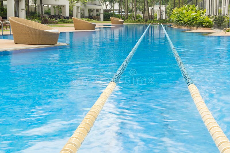 Swimming Path In Swimming Pool Stock Photo - Image of long, modern ...