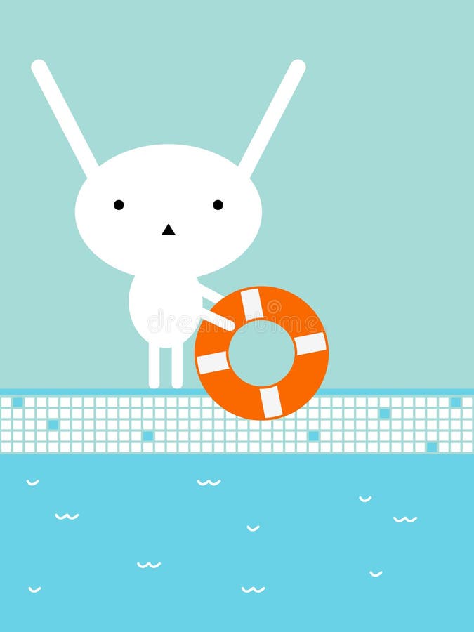 Swimming rabbit stock illustration. Illustration of character - 10302941