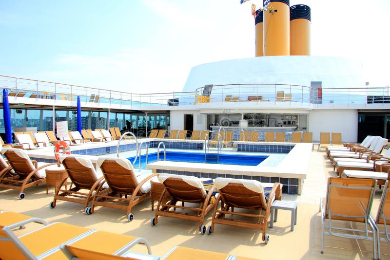 Swimming Pool Area at Cruise Ship Stock Photo - Image of travelling ...
