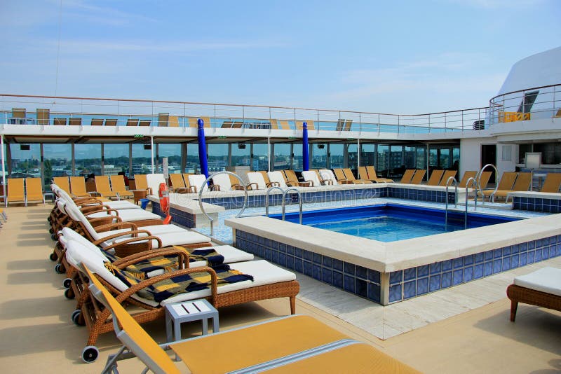 Swimming Pool Area at Cruise Ship Stock Image - Image of luxury, swim ...