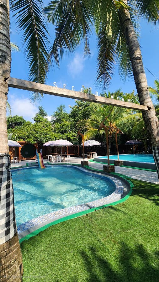 Swimming Pool in Bali Island, Love it! Stock Image - Image of bali ...