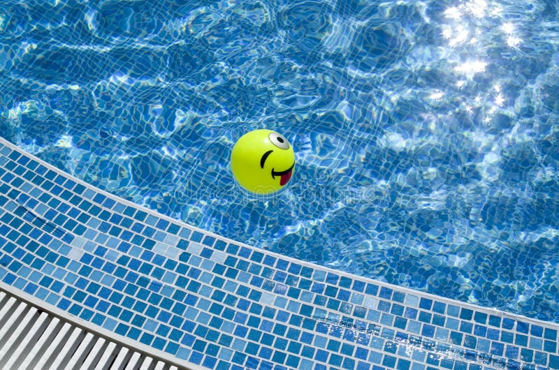 Swimming Pool and Ball with Protruding and Winking Face Stock Photo ...