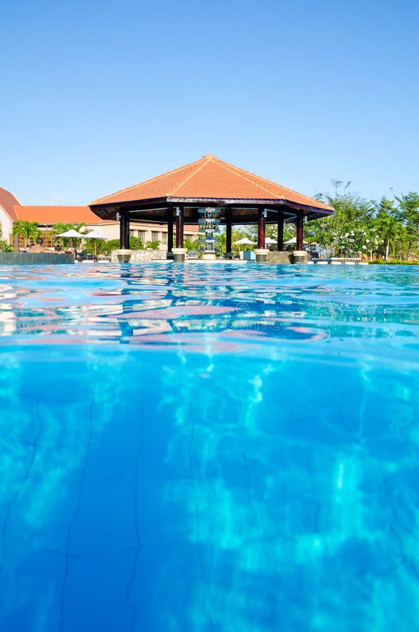 Swimming Pool Bar Area with Seats Underwater Stock Image - Image of ...