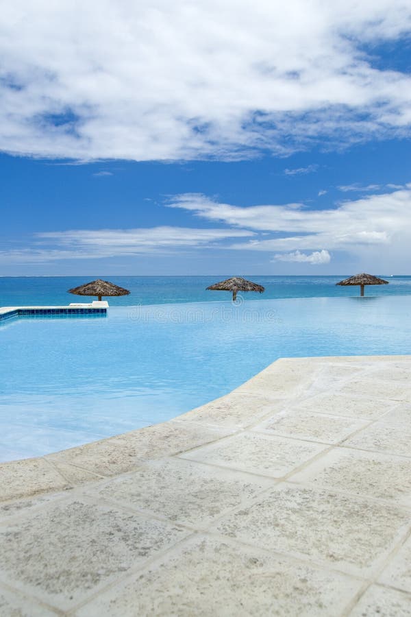Swimming Pool on the Beach stock photo. Image of umbrellas - 9181284