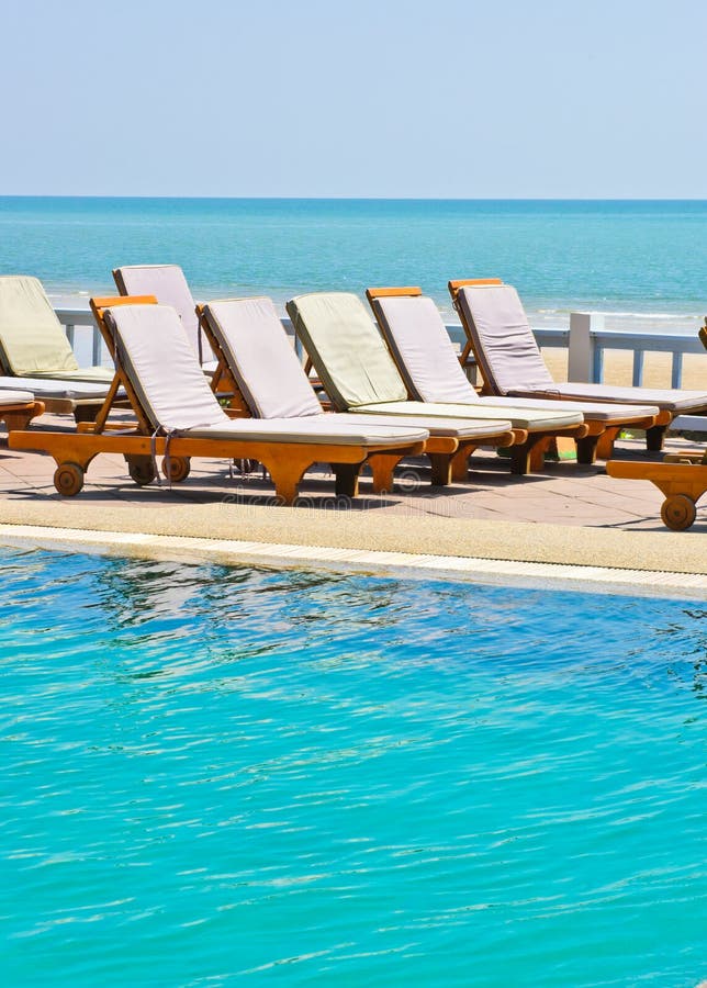 Swimming Pool and Beach Chair Stock Photo - Image of thailand, travel ...