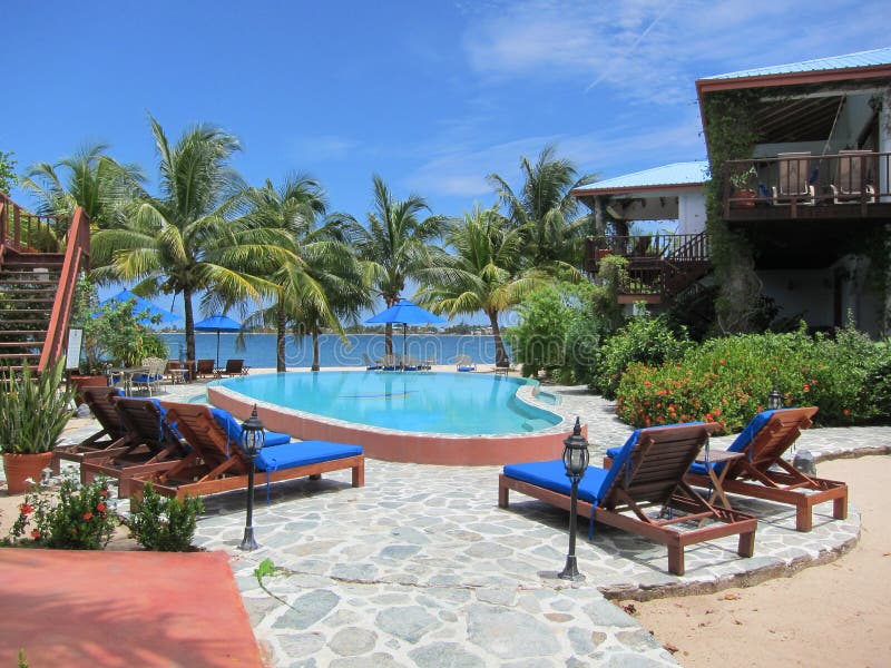 Swimming Pool at Beach Resort Stock Image - Image of placencia, tourism ...