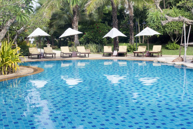 Swimming Pool in Beach Resorts Stock Photo - Image of landscape, relax ...