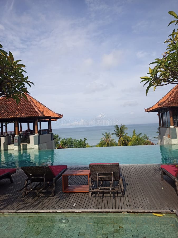 Swimming Pool with Beach View Stock Photo - Image of vacation, beach ...