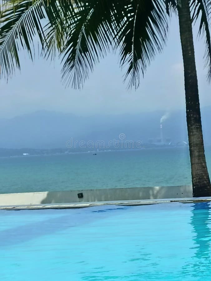 Swimming Pool with Beach Views Behind it Stock Photo - Image of island ...
