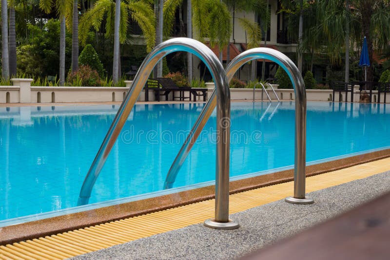 Swimming Pool with Beautiful Stock Photo - Image of ladder, lifestyle ...