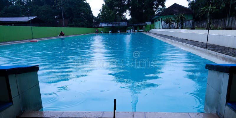 The Swimming Pool is so Beautiful Plus Raindrops Stock Image - Image of ...