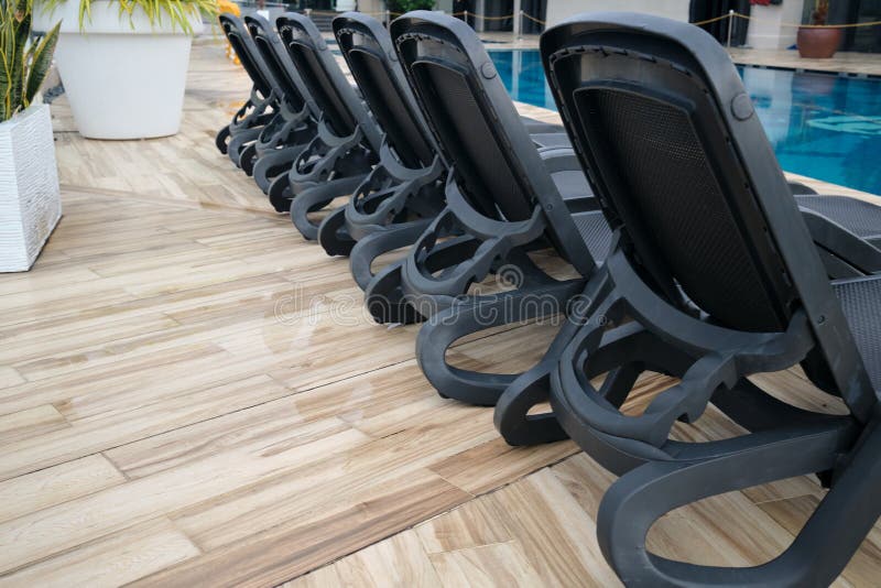 Swimming Pool Bench at the Swimming Pool Deck Stock Image - Image of ...