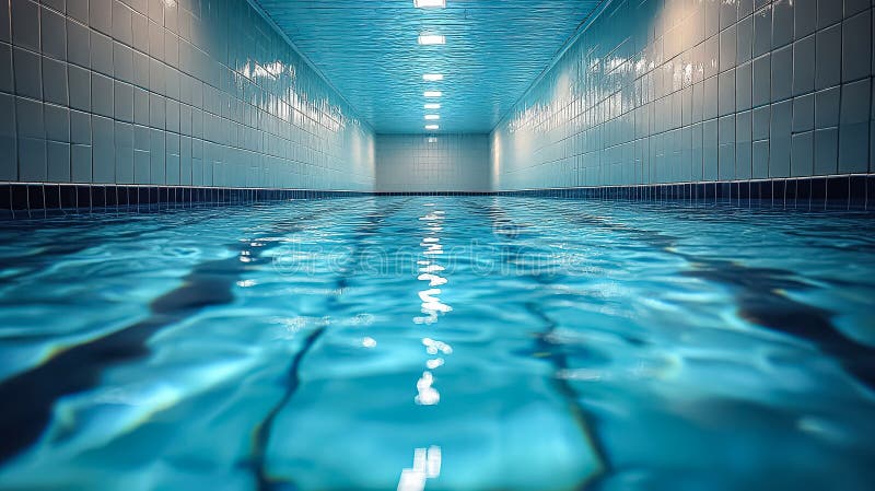 Swimming Pool with a Blue Water and White Tiles Stock Image - Image of ...