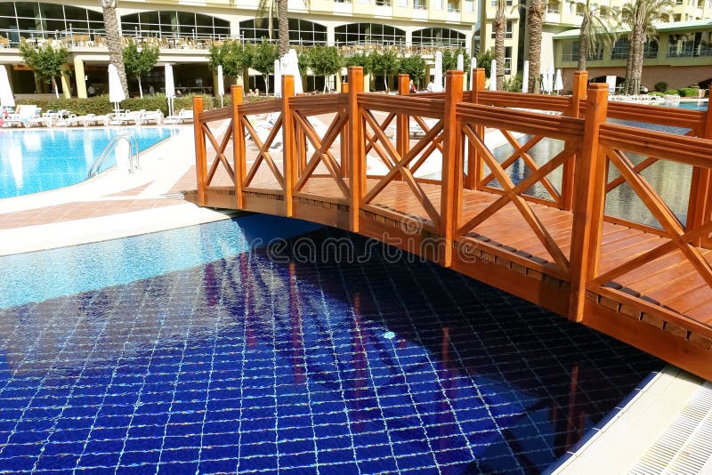 Swimming Pool and Bridge of Hotel. Stock Photo - Image of hotel ...