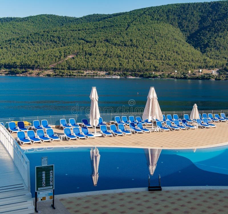 Swimming Pool on Bright Summer Day Stock Photo - Image of mountain ...