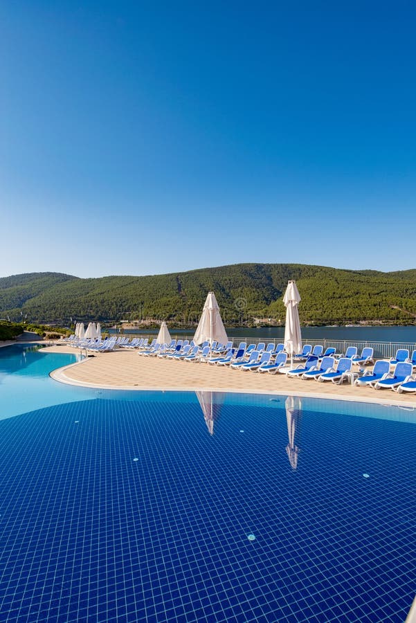 The Swimming Pool on Bright Summer Day Stock Photo - Image of home ...