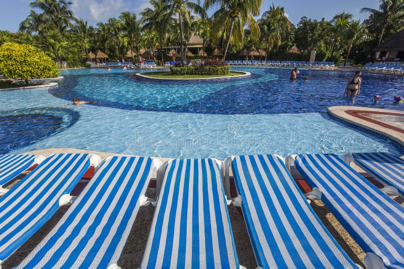 Swimming Pool in Cancun, Riviera Maya, Mexico Editorial Stock Photo ...