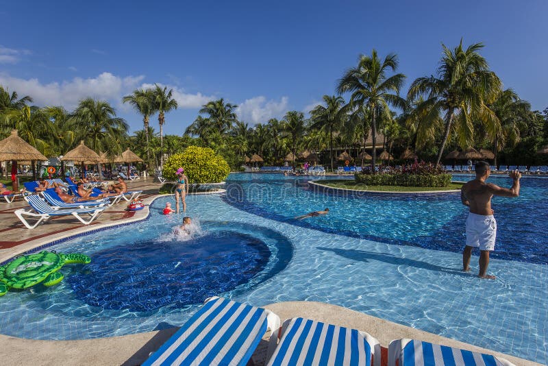 Swimming Pool in Cancun, Riviera Maya, Mexico Editorial Photography ...