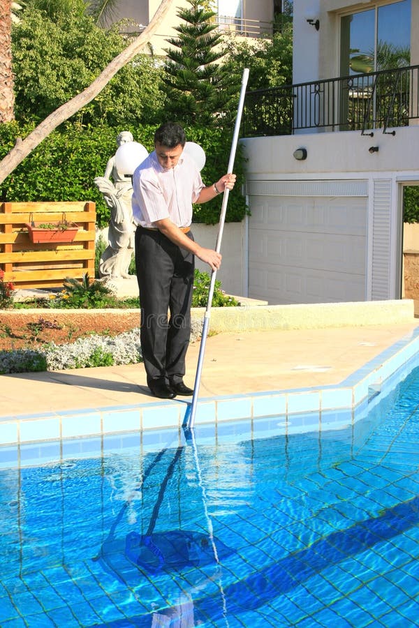 Active Pool Service Technician Stock Photo - Image of clean, cleaner ...