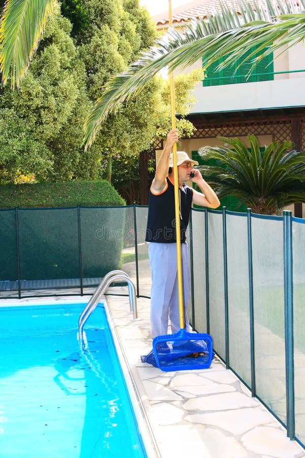 Swimming Pool Cleaner stock photo. Image of maintenance - 10567510