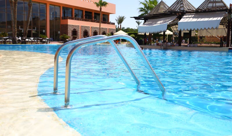 Swimming Pool with Clear Blue Water on Site. Rest and Relaxation ...