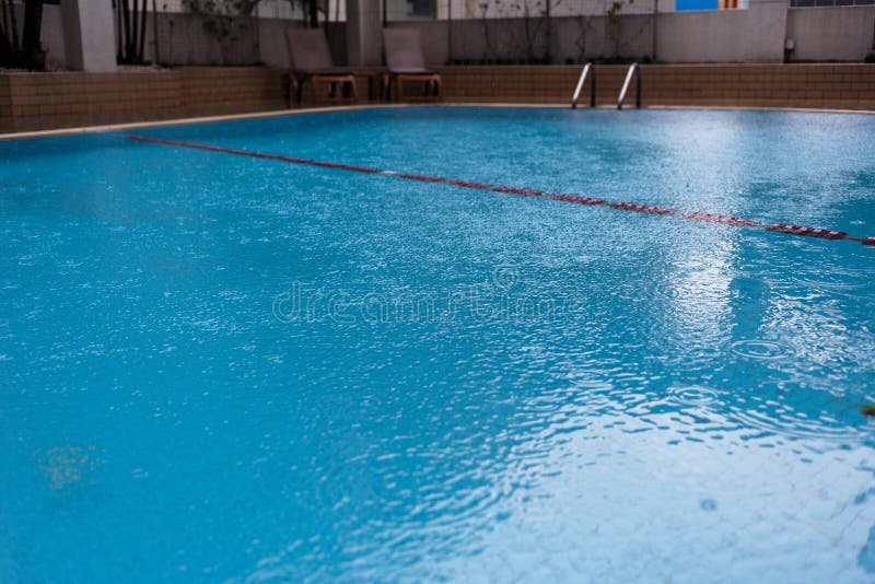 Swimming Pool with Clear Water Stock Image - Image of deck, forward ...