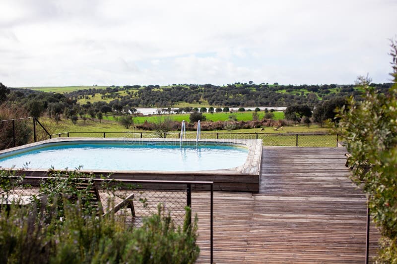 Swimming Pool in the Countryside of Extremadura, Spain. Stock Image ...