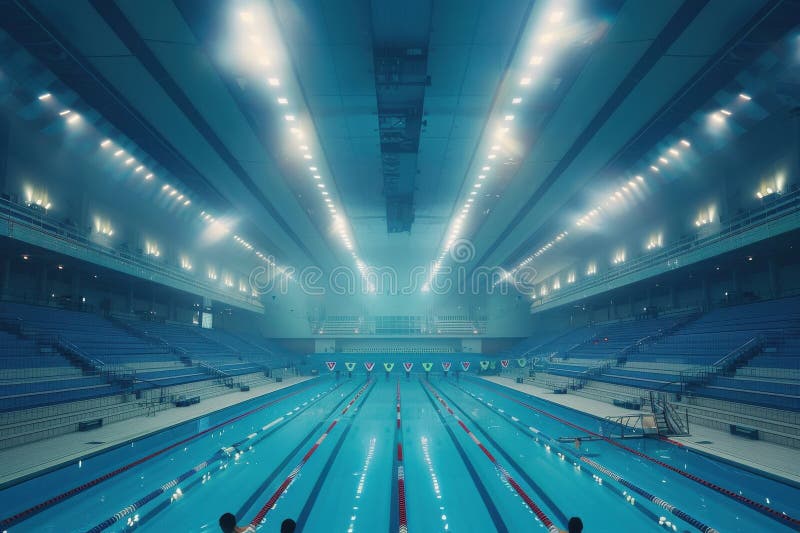 A Swimming Pool with a Crowd of People Watching Stock Photo - Image of ...